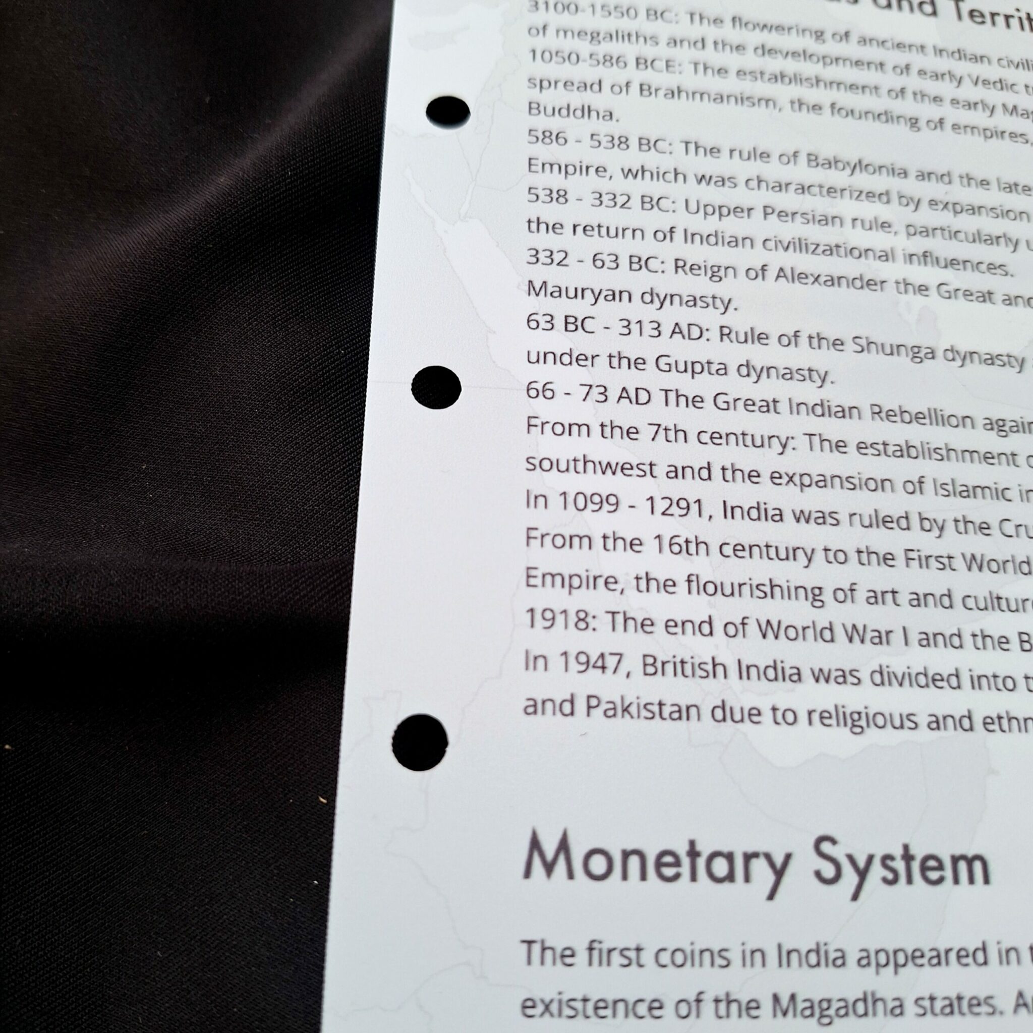 Interleaves for an album with coins of Asia