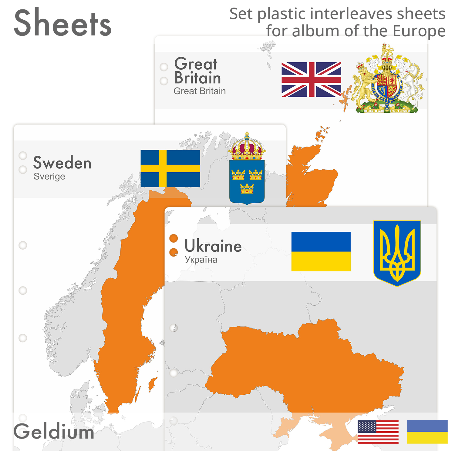 Interleaves for an album with coins of Europe countries. - Geldium