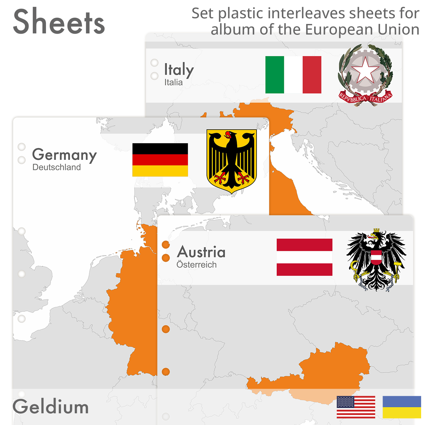 Interleaves for an album with coins of the European Union. - Geldium